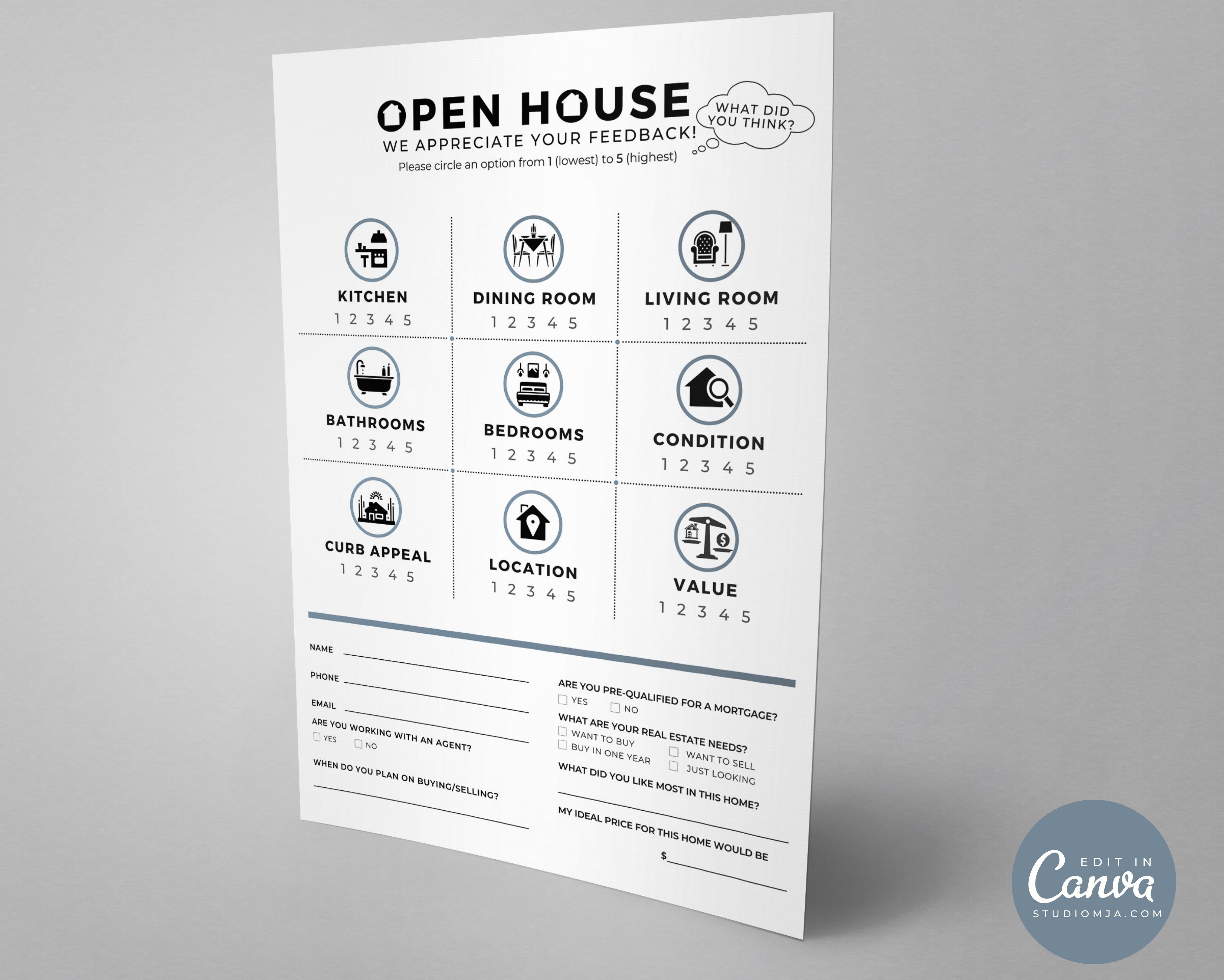Real Estate Open House Form Template – Studio MJA Real Estate Marketing