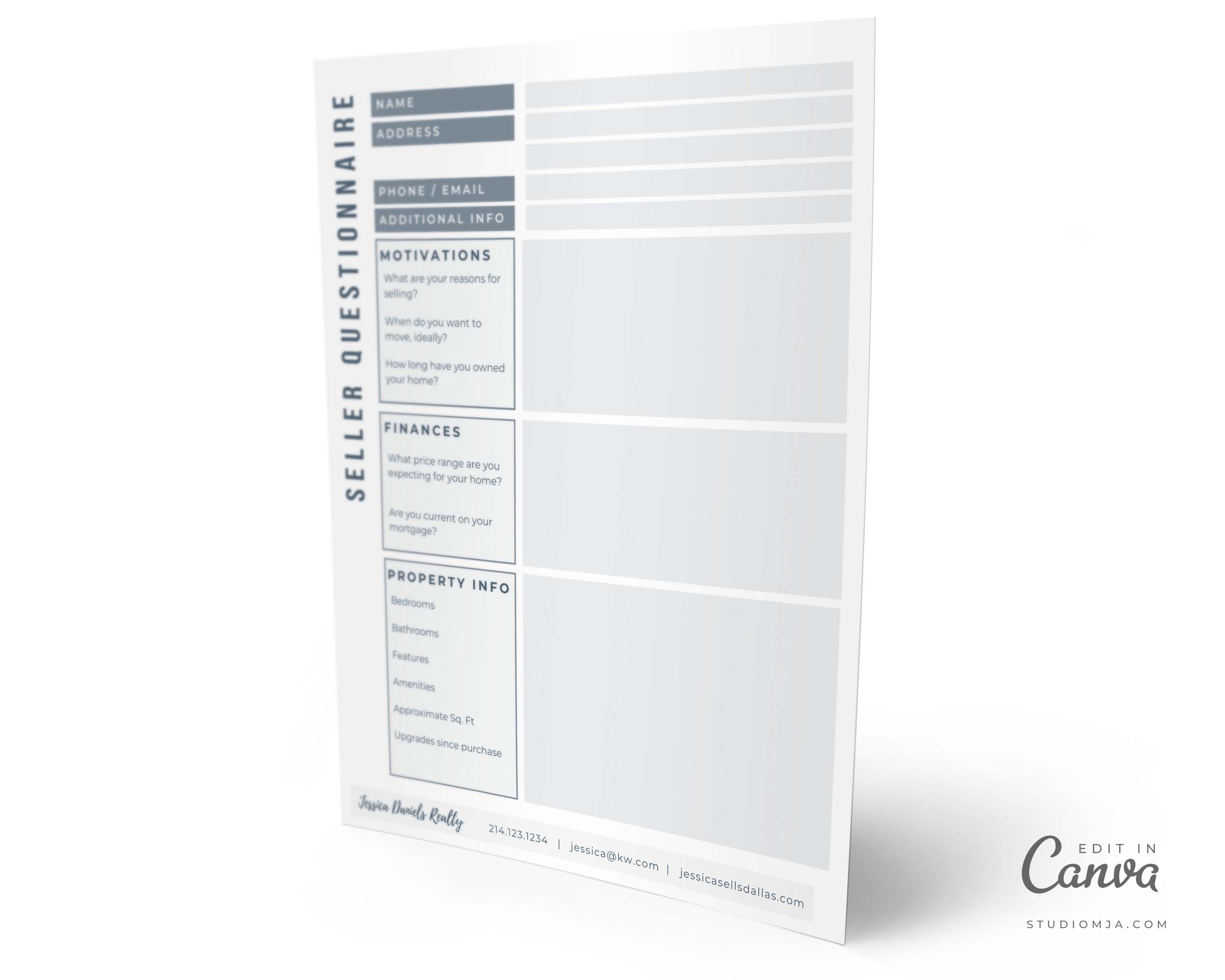 Real Estate Seller Form Templates – Studio MJA Real Estate Marketing