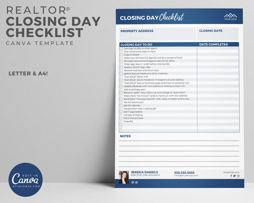 Closing Day Checklist Template – Studio MJA Real Estate Marketing