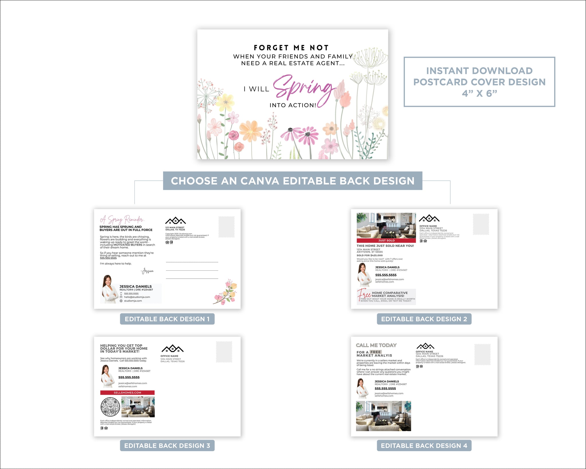 Forget Me Not | Real Estate Spring Referral Postcard Template – Studio ...