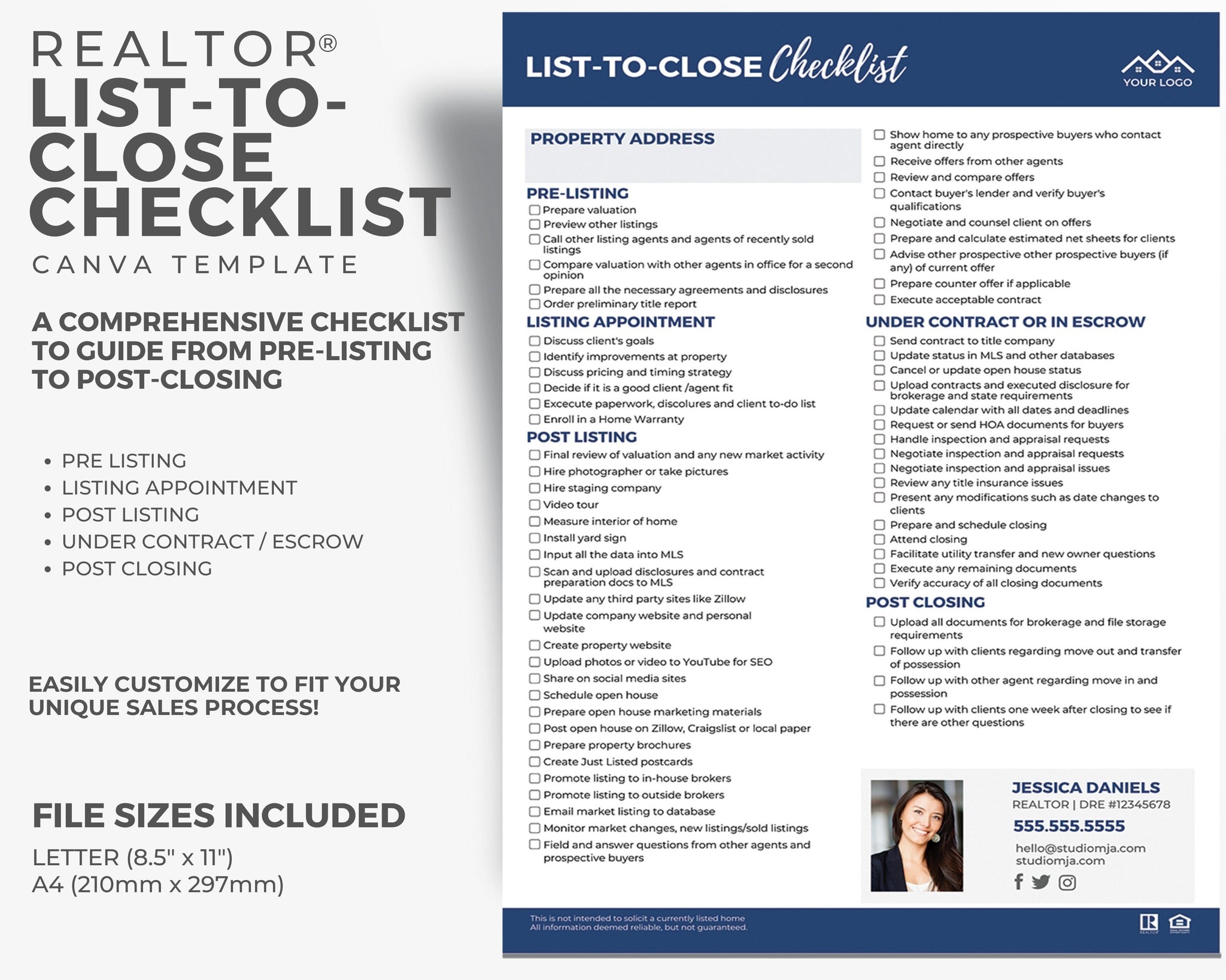 Realtor List to Close Checklist Template – Studio MJA Real Estate Marketing