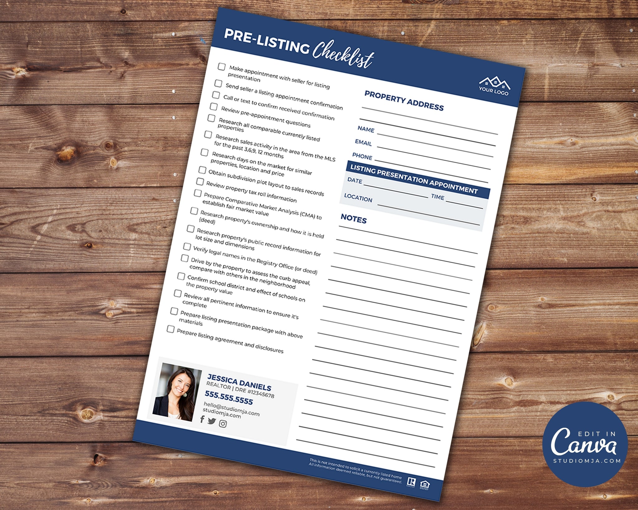 Pre-Listing Checklist Template – Studio MJA Real Estate Marketing
