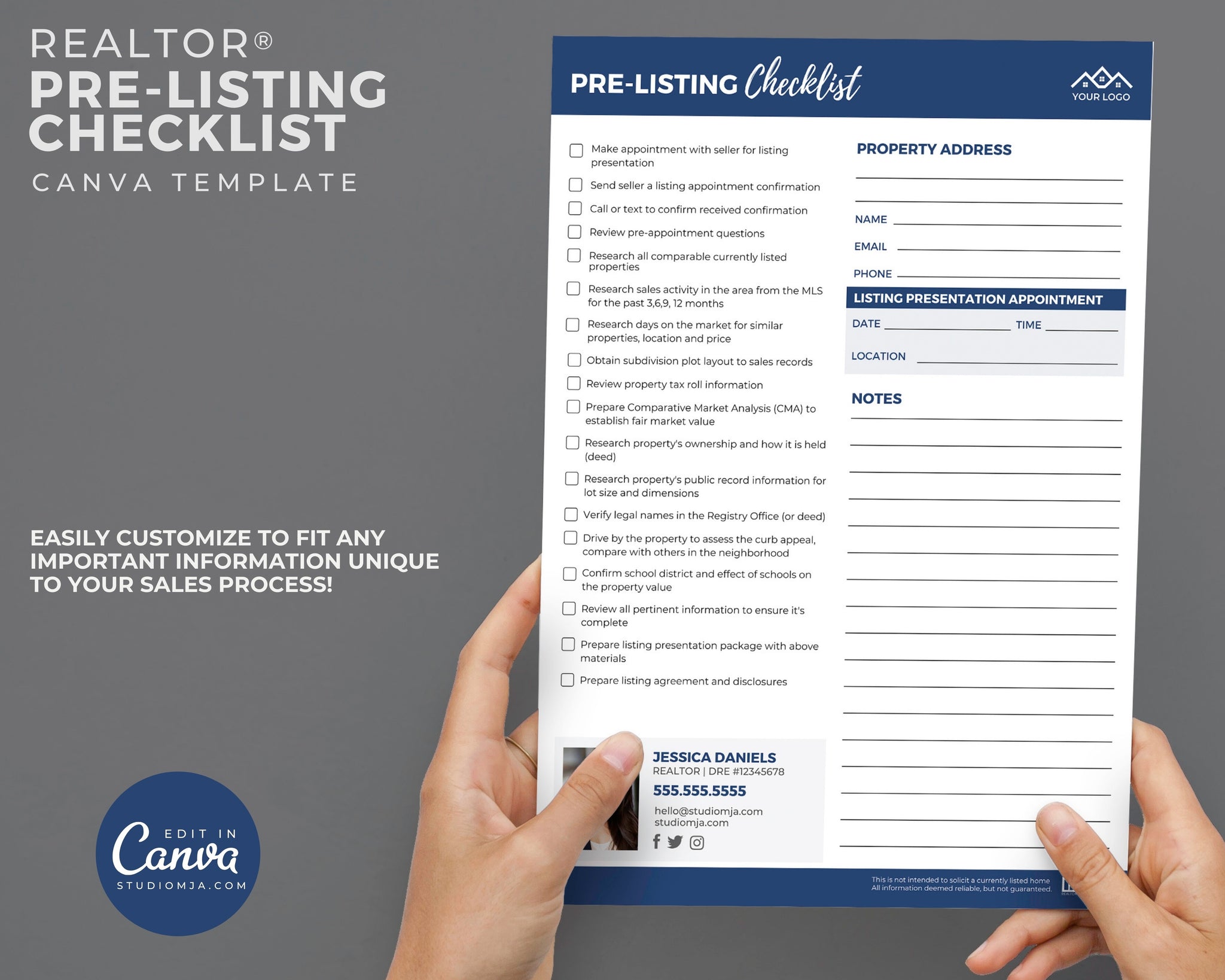 Pre-Listing Checklist Template – Studio MJA Real Estate Marketing
