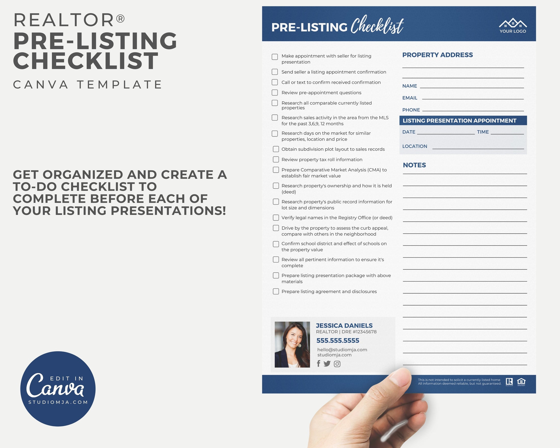 Pre-Listing Checklist Template – Studio MJA Real Estate Marketing