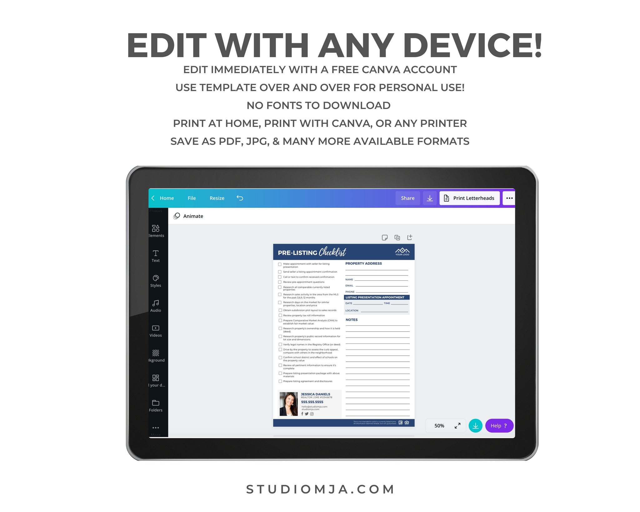Pre-Listing Checklist Template – Studio MJA Real Estate Marketing