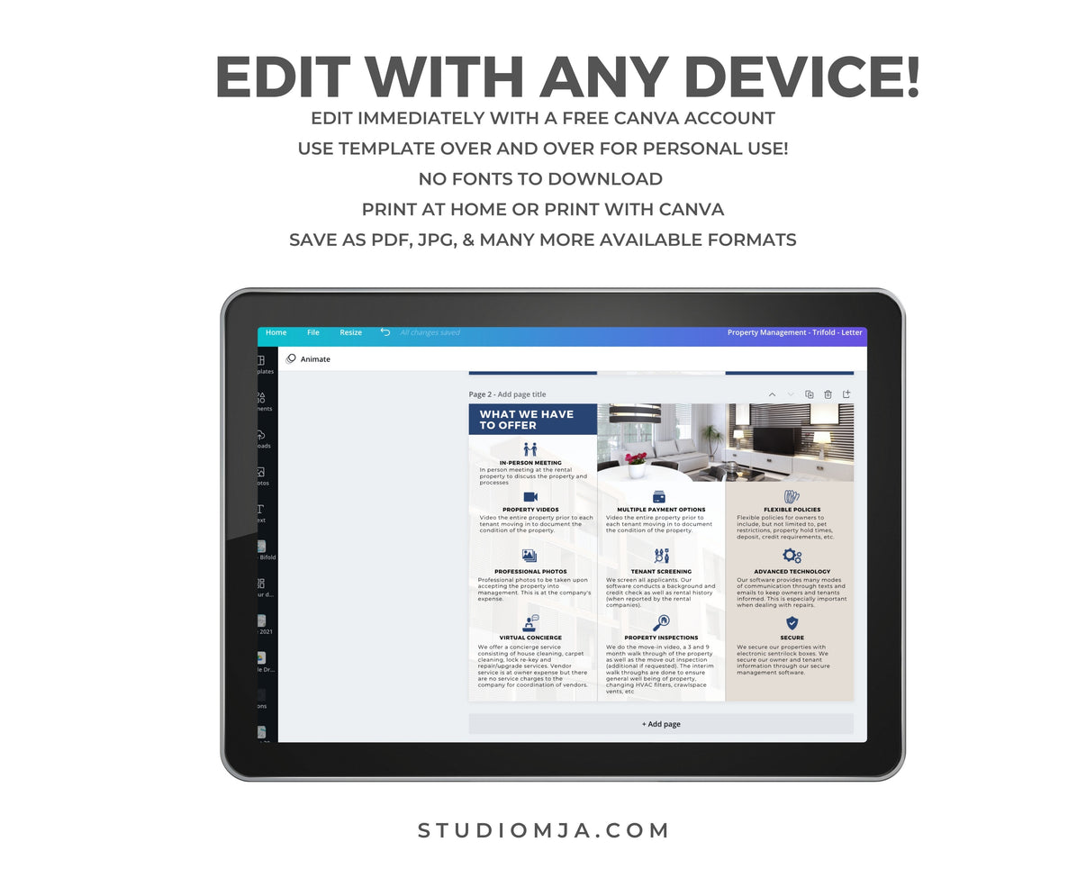 Property Management Brochure | Real Estate Template – Studio MJA Real Estate Marketing