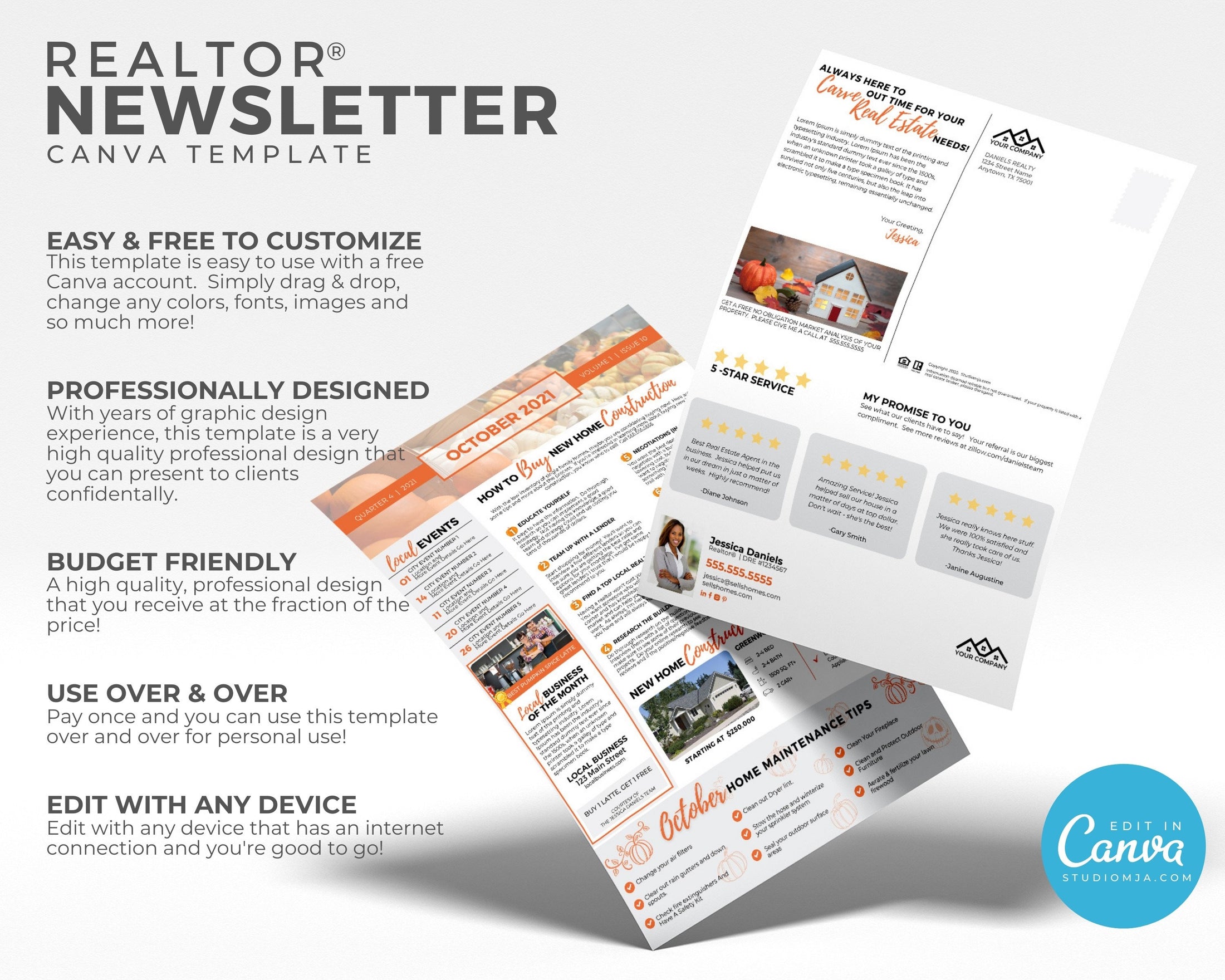 Realtor Newsletter Canva Template - Bifold - Monthly – Studio MJA Real ...