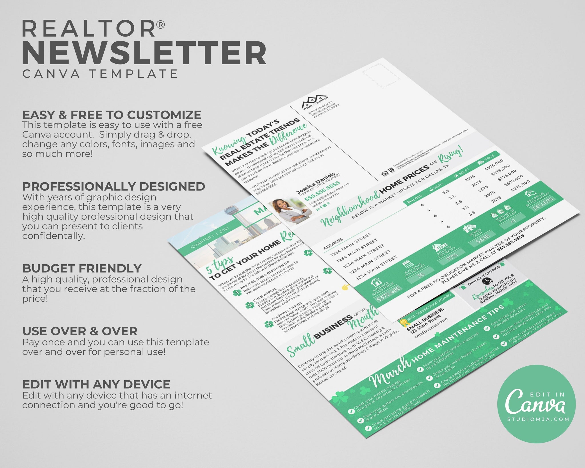Realtor Newsletter Canva Template - March – Studio MJA Real Estate ...