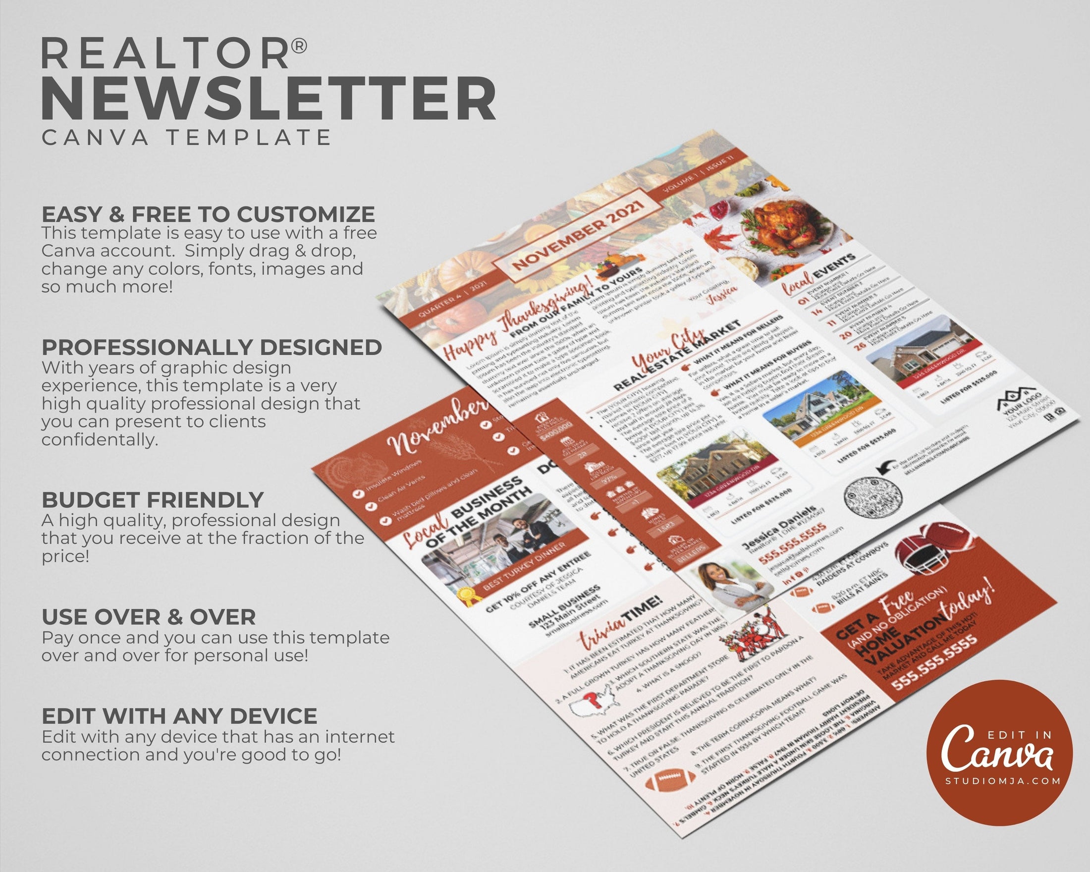 Realtor Newsletter Canva Template - November – Studio MJA Real Estate ...