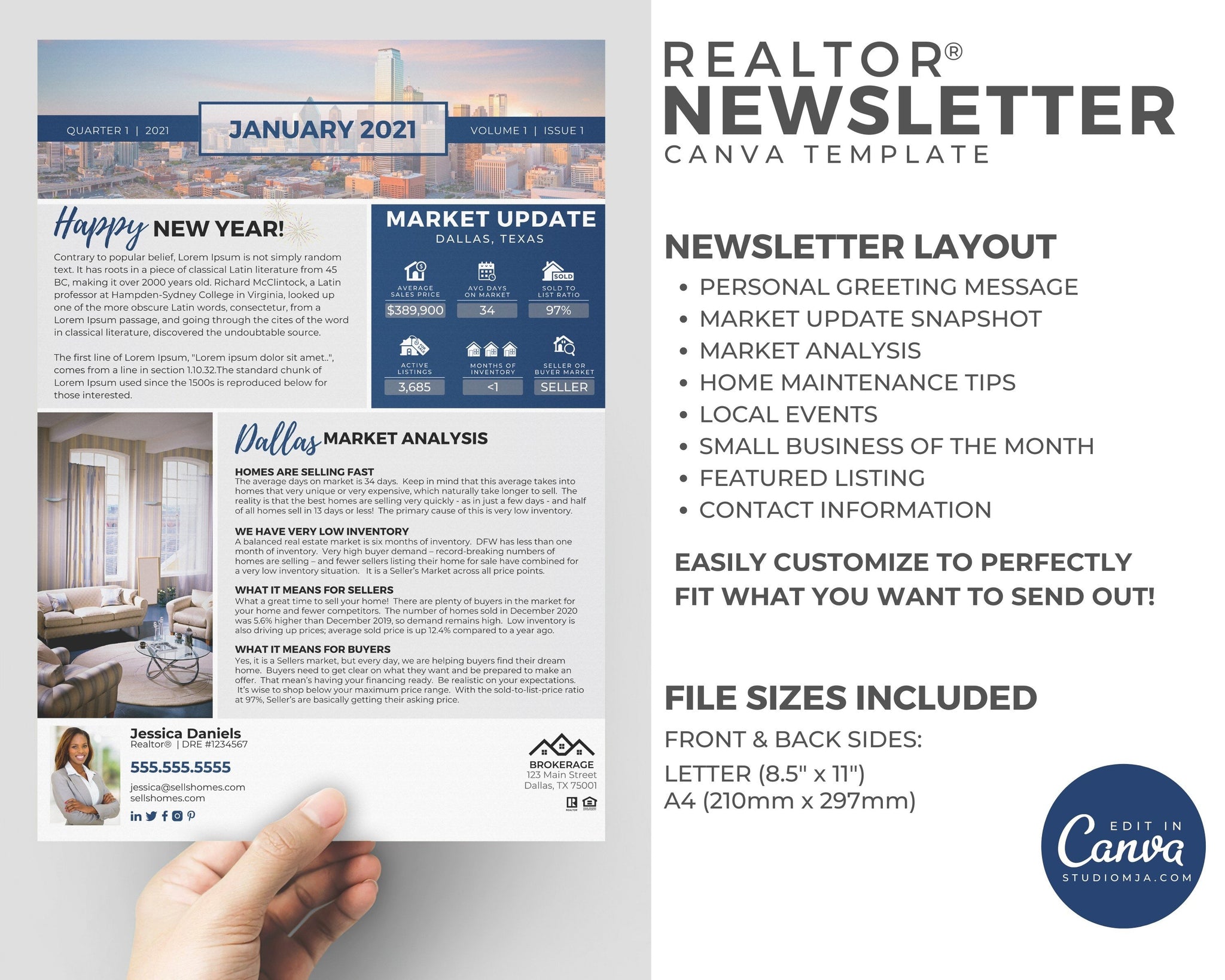 Realtor Newsletter Canva Template - January – Studio MJA Real Estate ...