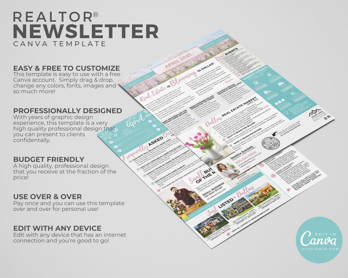 Realtor Newsletter Canva Template - April – Studio MJA Real Estate ...