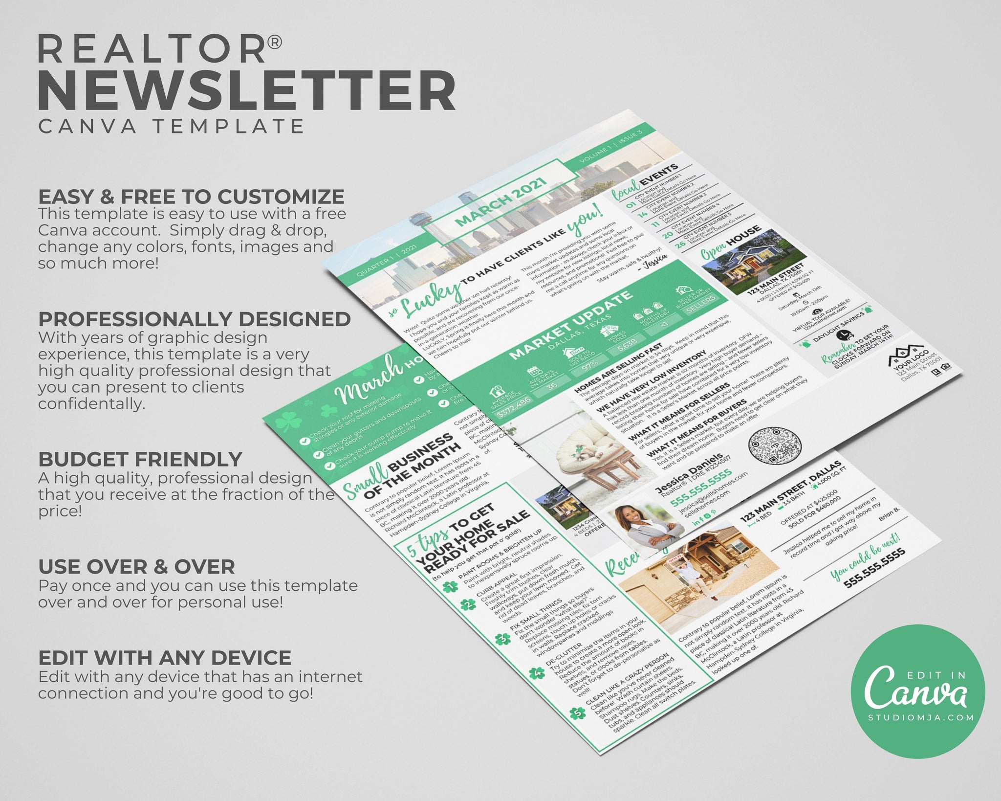 Realtor Newsletter Canva Template - March – Studio MJA Real Estate ...