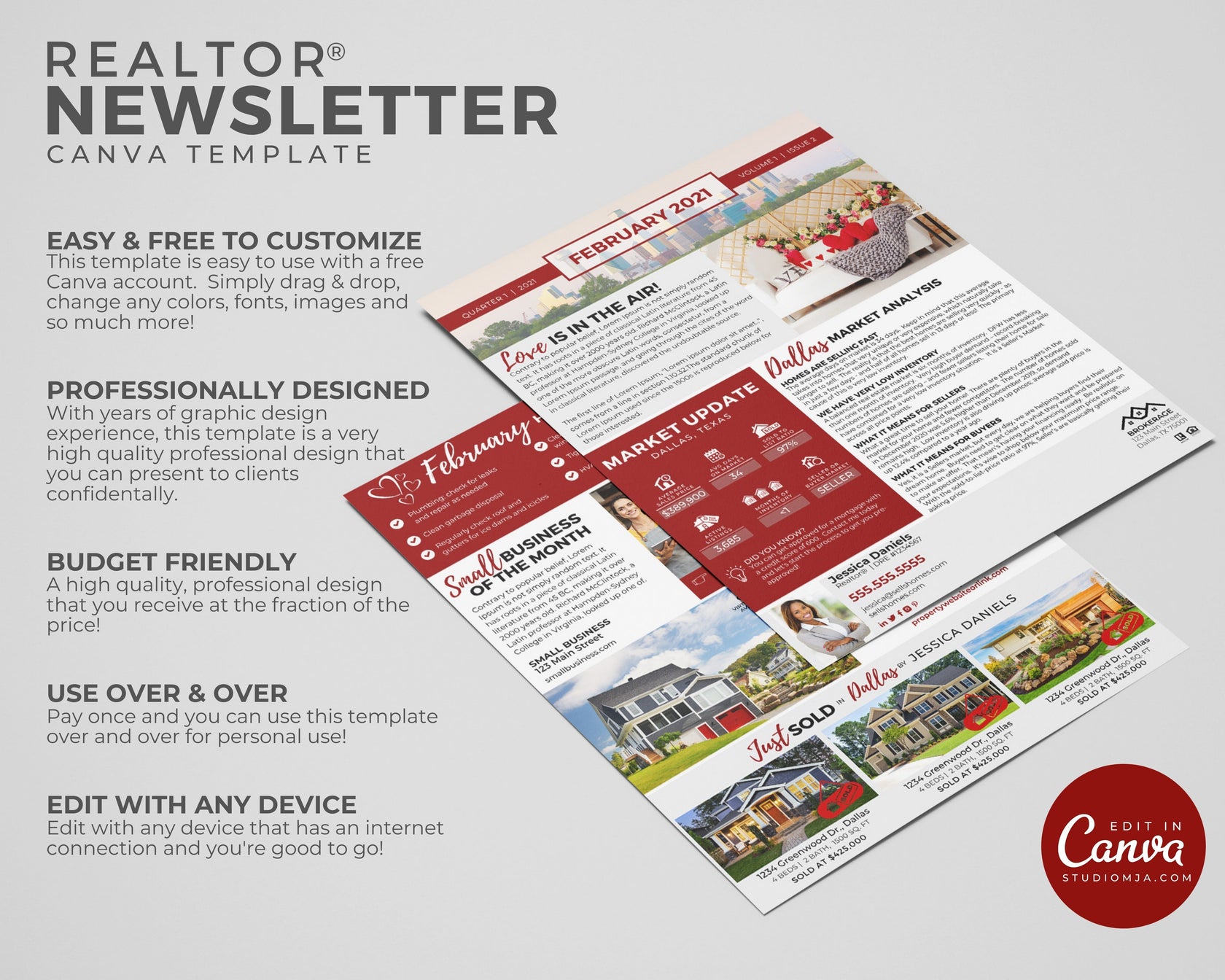 Realtor Newsletter Canva Template - February – Studio MJA Real Estate ...