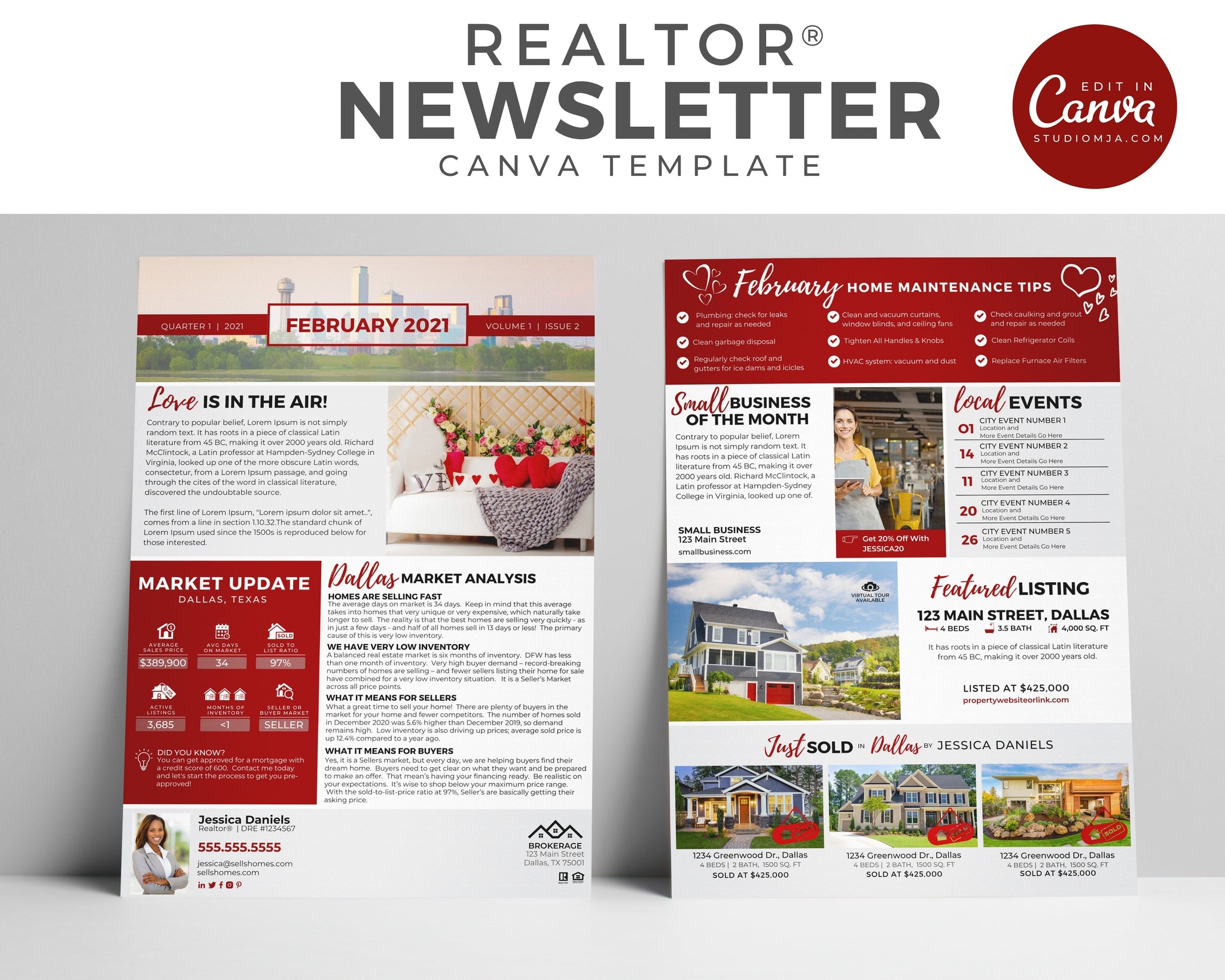 Realtor Newsletter Canva Template - February – Studio MJA Real Estate ...