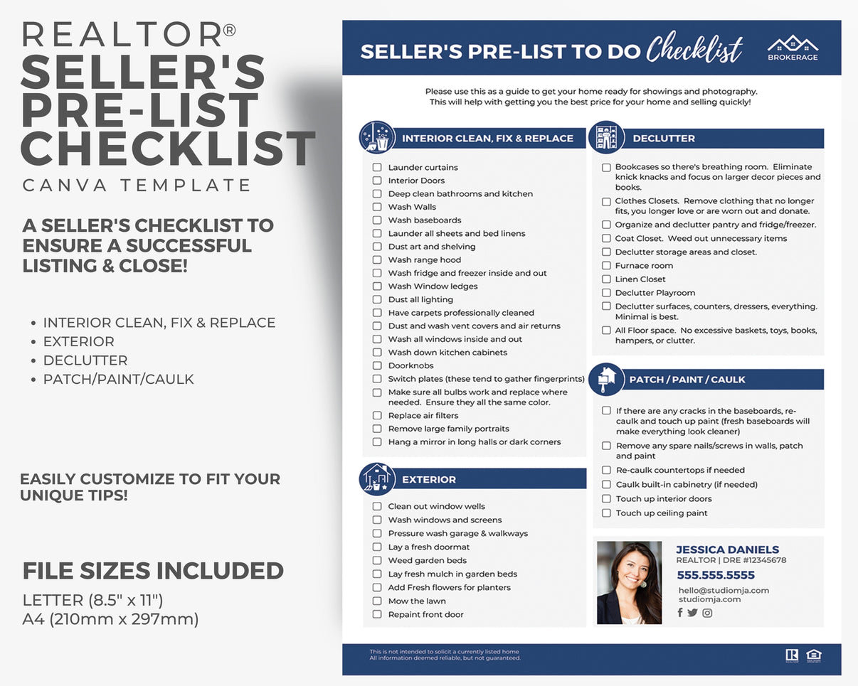 Sellers Pre-Listing To Do Checklist | Real Estate Template – Studio MJA ...